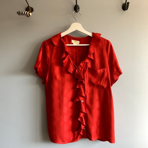 Anthropologie | Tops | Maeve Bright Red Top Like New | Poshmark